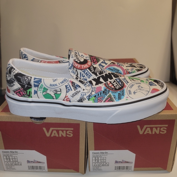 Vans | Shoes | Vans Slipon Mashup Stickers Skate Shoes | Poshmark